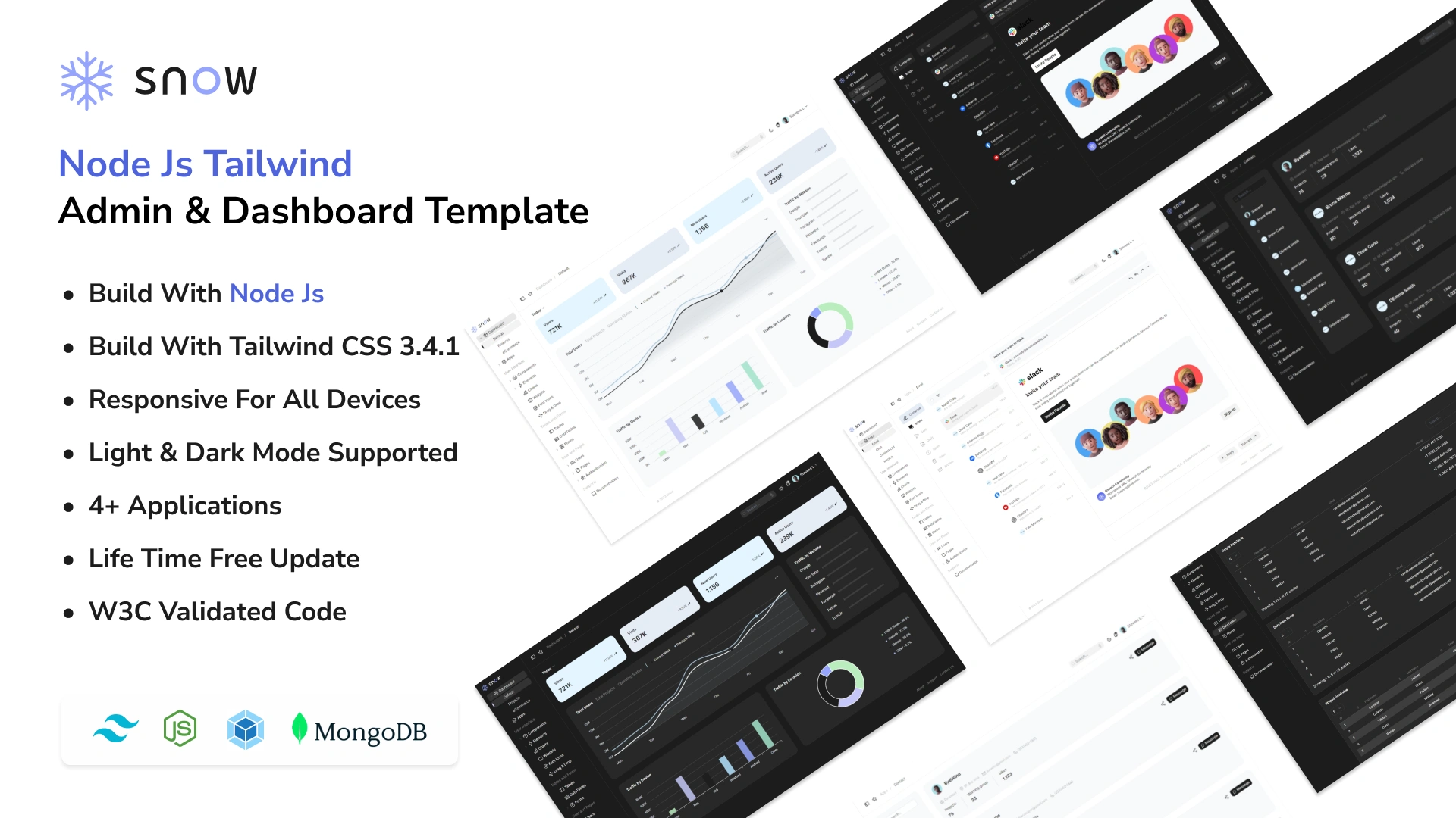 Snow - Node.js Tailwind Admin & Dashboard Template made by SRBThemes - Wrapmarket (formerly ...