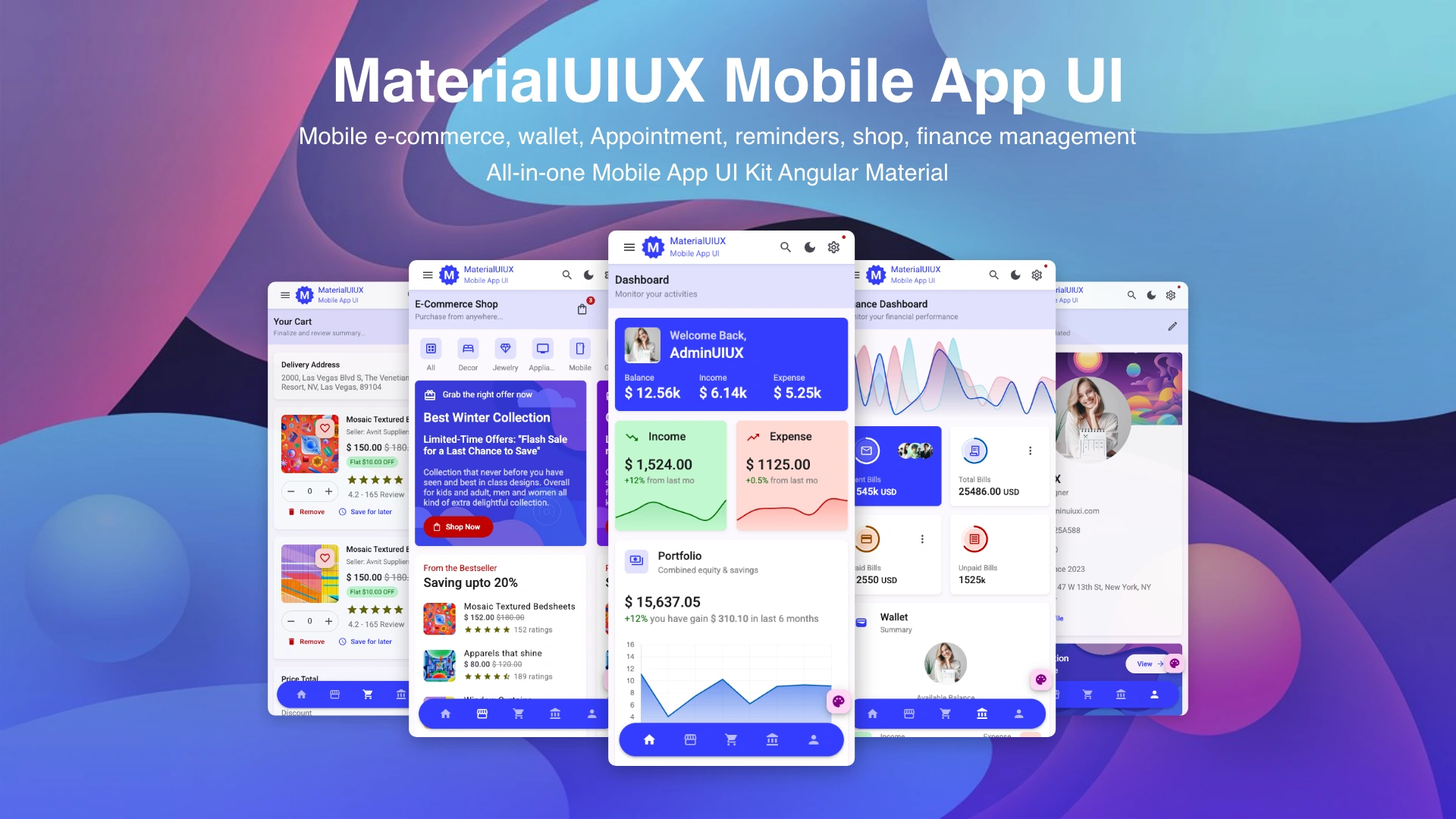 MaterialUIUX - Mobile Material Angular Design App UI Kit Template ...