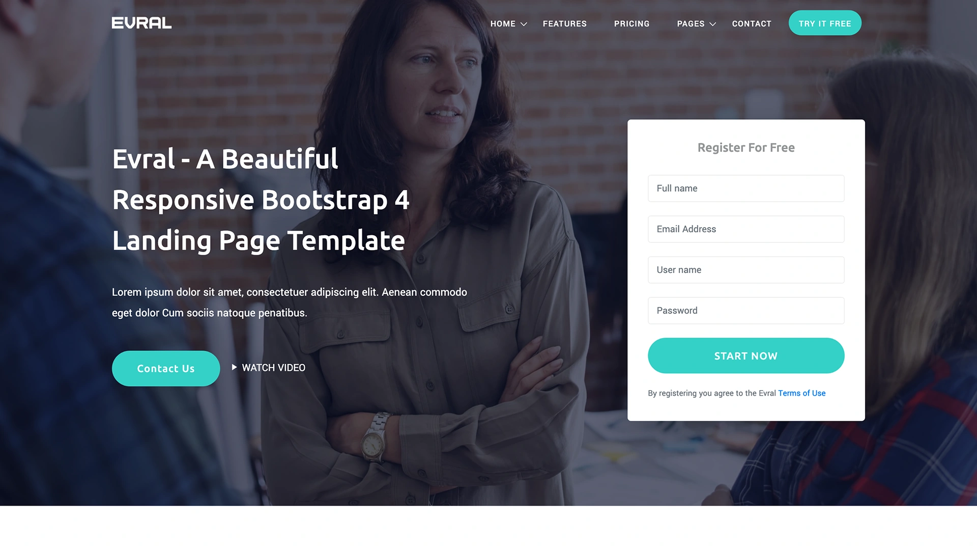 Evral - Responsive Landing Page Template made by Themesbrand - Wrapmarket (formerly WrapBootstrap)