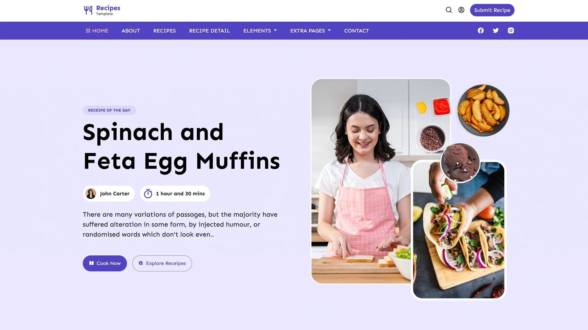 Recepe - Recipe & Food Blog Website Template - Wrapmarket