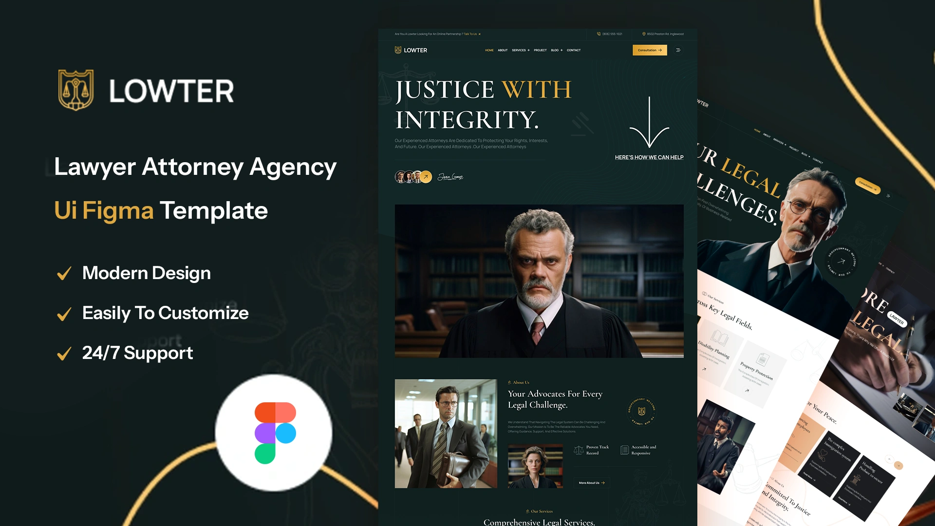Lowter - Lawyer, Attorney & Law Firm Figma by Kinixthemes