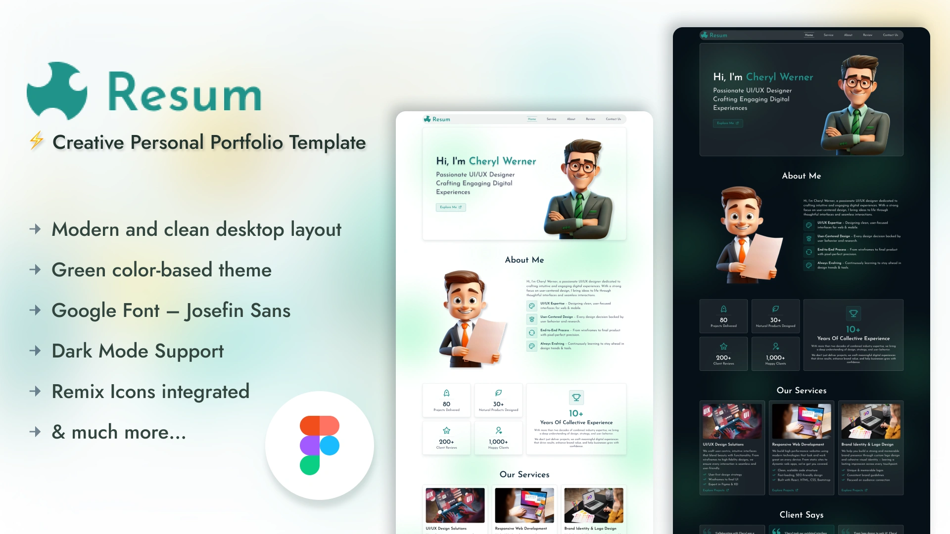 Resum - Figma Personal Portfolio Template - Wrapmarket