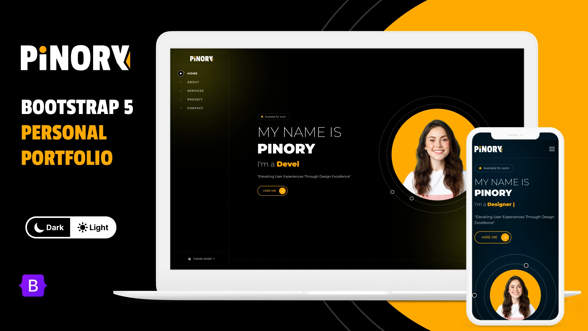 Pinory - Personal Portfolio Template made by pxdraft - Wrapmarket (WrapBootstrap)