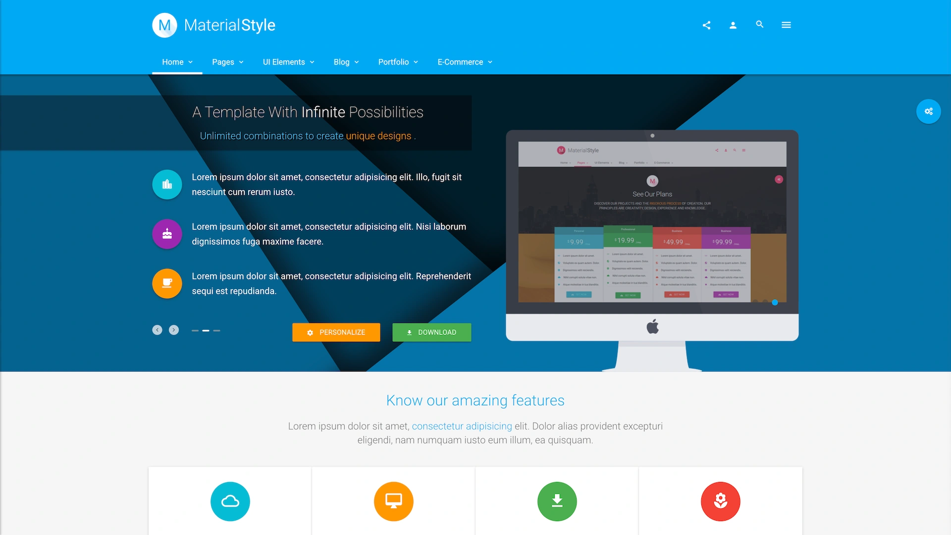 Material Style - Material Design Website Template - Wrapmarket