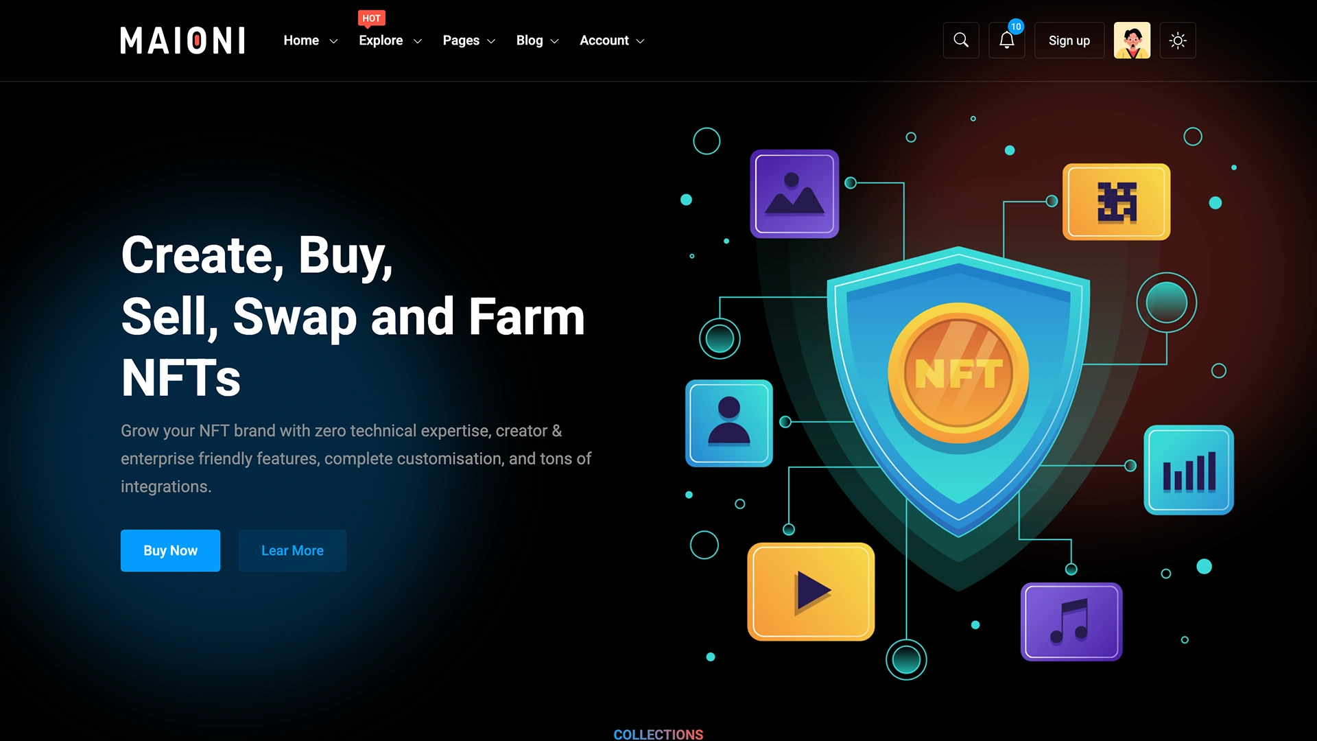 Maioni - NFT Marketplace HTML Template made by pxdraft - Wrapmarket (formerly WrapBootstrap)