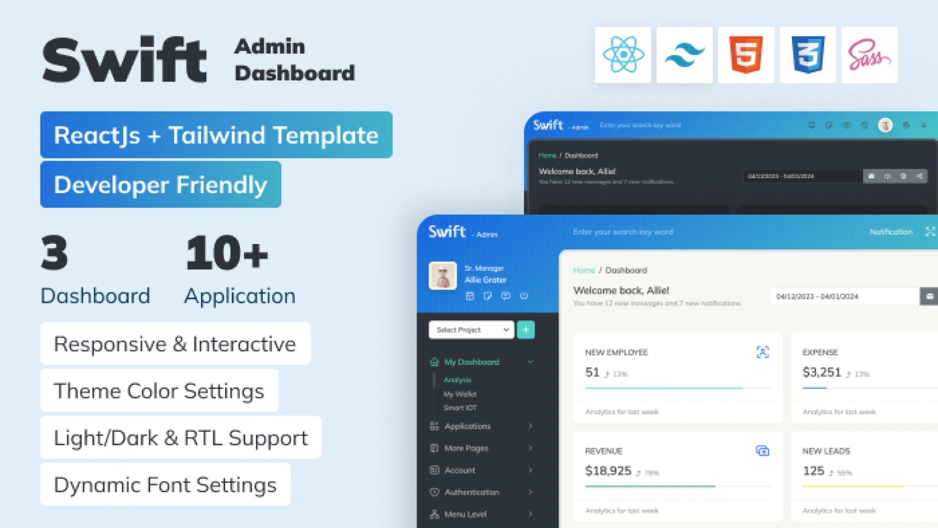 Swift - React Tailwind CSS Admin Dashboard Template by ThemeMakker Swift - React Tailwind CSS Admin Dashboard Template by ThemeMakker
