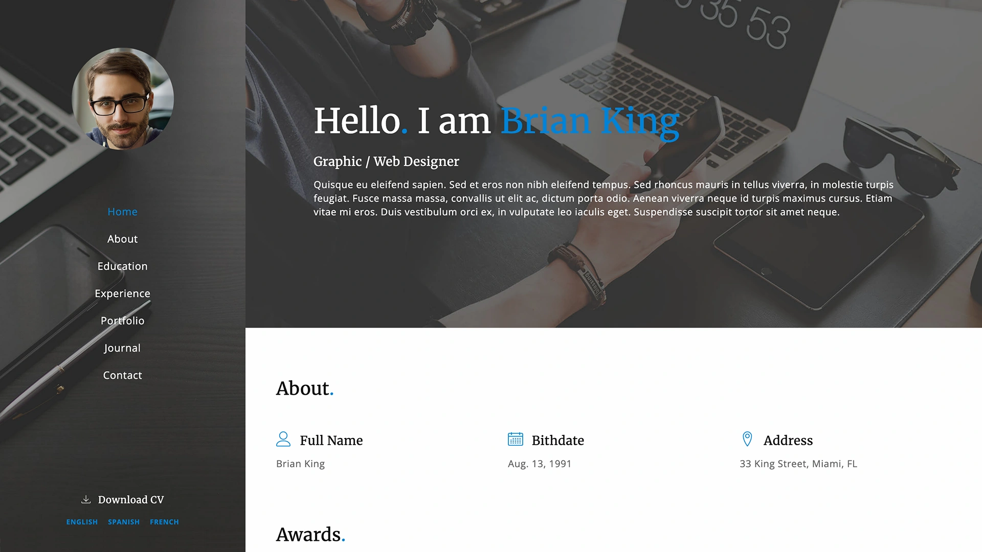 MyWork - Resume Bootstrap Template made by KingStudio - Wrapmarket ...