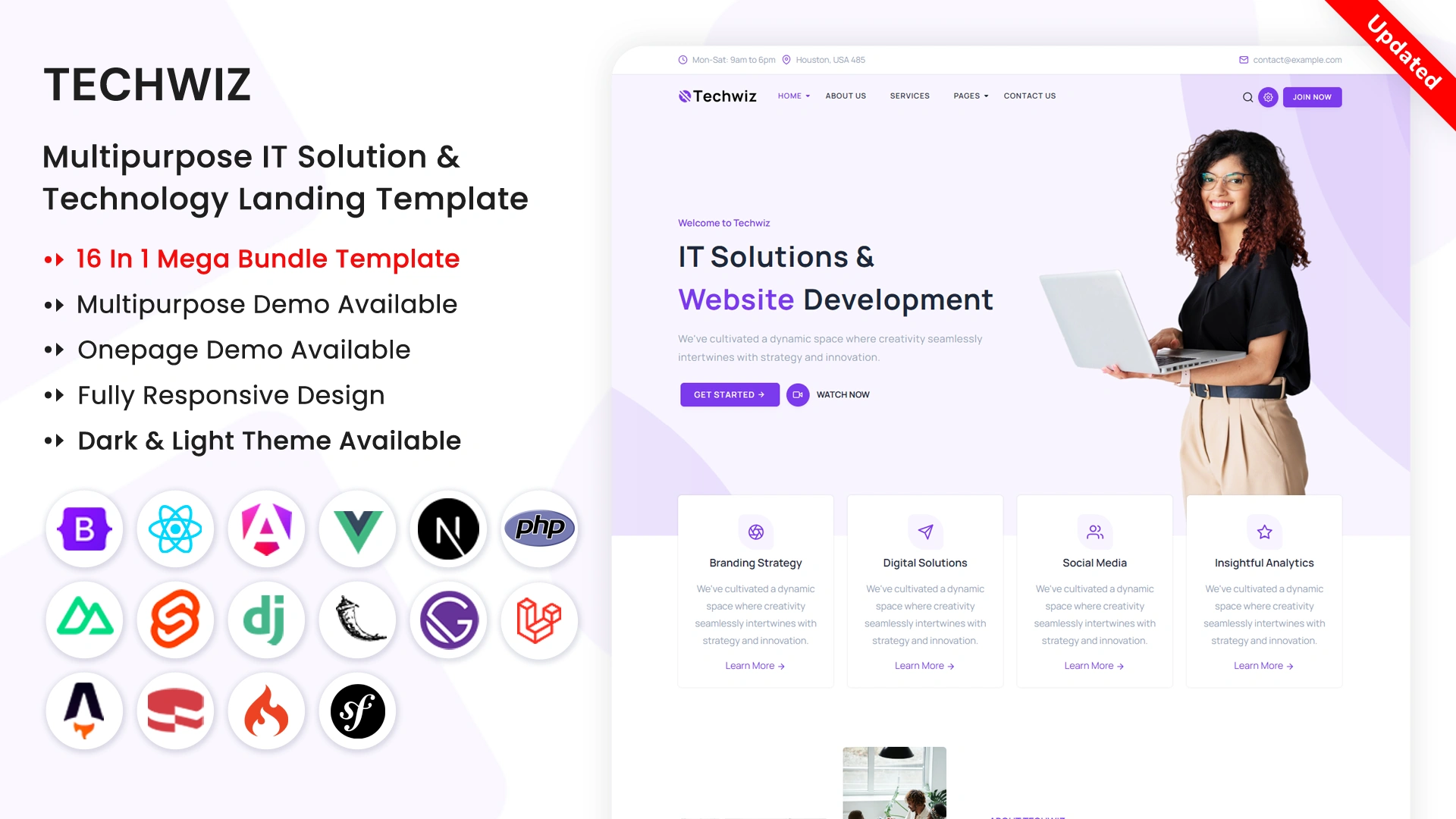 Techwiz - 16 in 1 Bundle Multipurpose IT Solution & Technology Landing ...