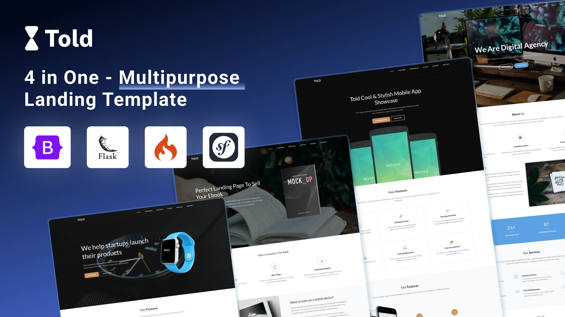 Told - 4 in One Responsive Multipurpose Landing Template made by Zoyothemes - Wrapmarket ...
