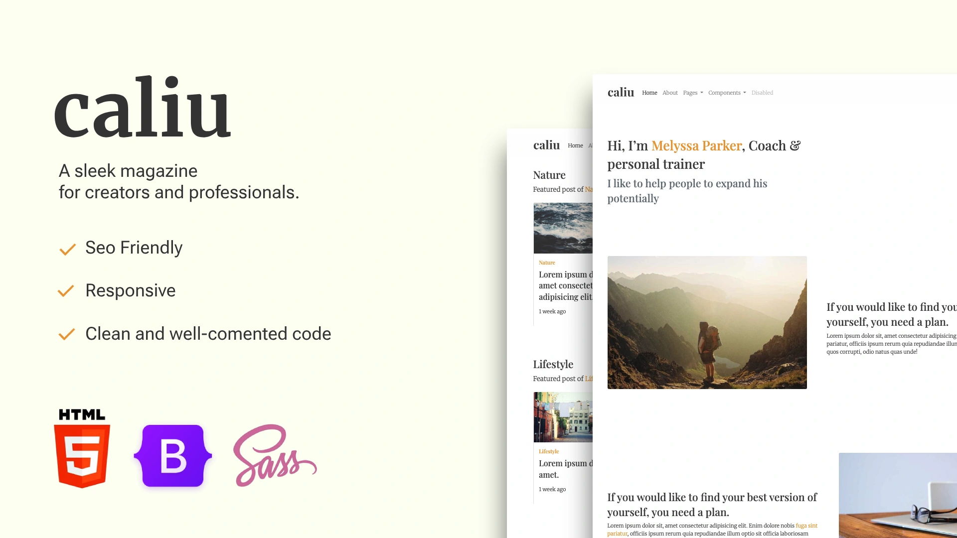 Caliu - Minimal & Elegant Blog Template - Wrapmarket