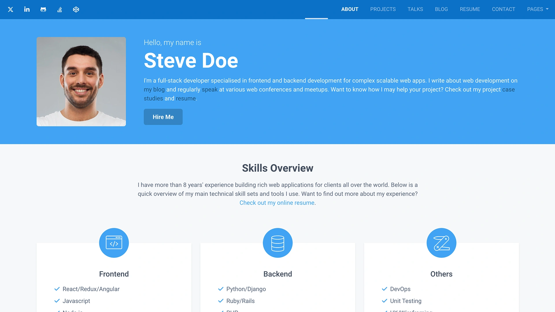 Instance - Developer Portfolio & Resume made by 3wm - Wrapmarket (formerly WrapBootstrap)