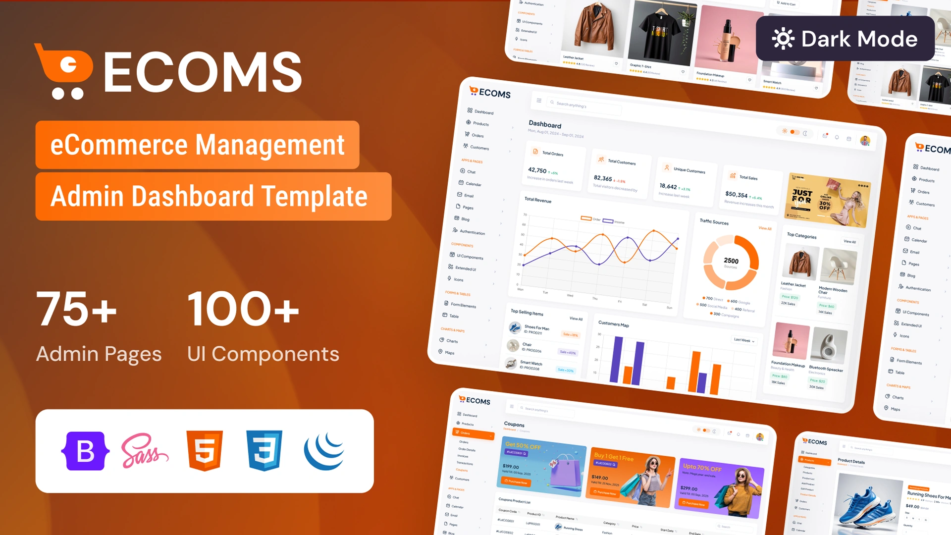 ECOMS - eCommerce Management Admin Dashboard Template - Wrapmarket ...