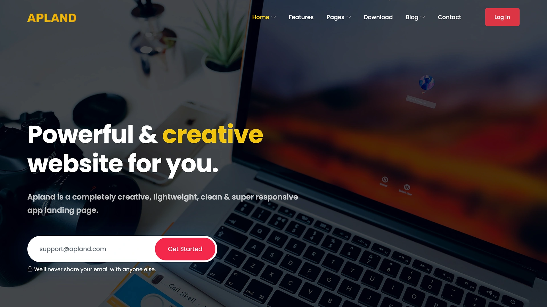 Apland - App Landing Page Template made by Designing World - Wrapmarket (formerly WrapBootstrap)