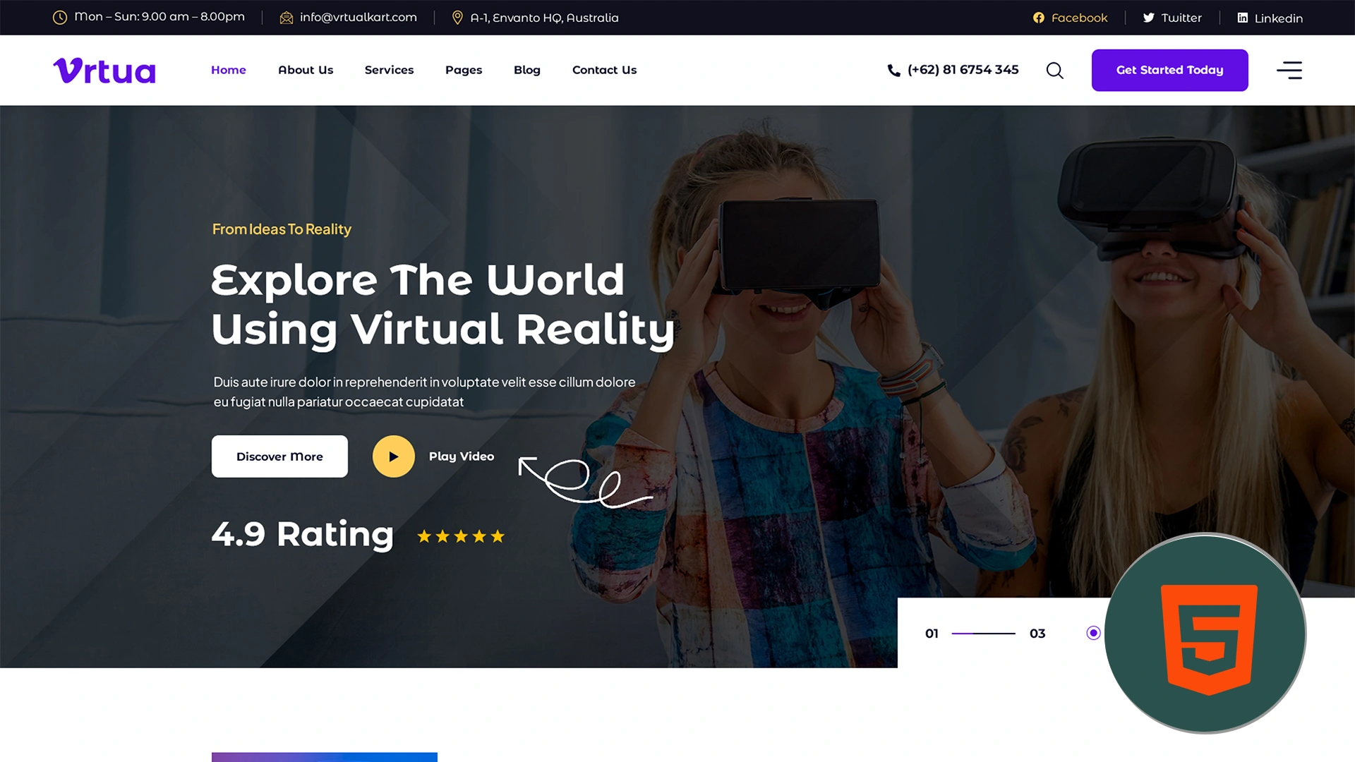 Vrtua - 2 in One Virtual Reality & Digital Technology Template made by ...