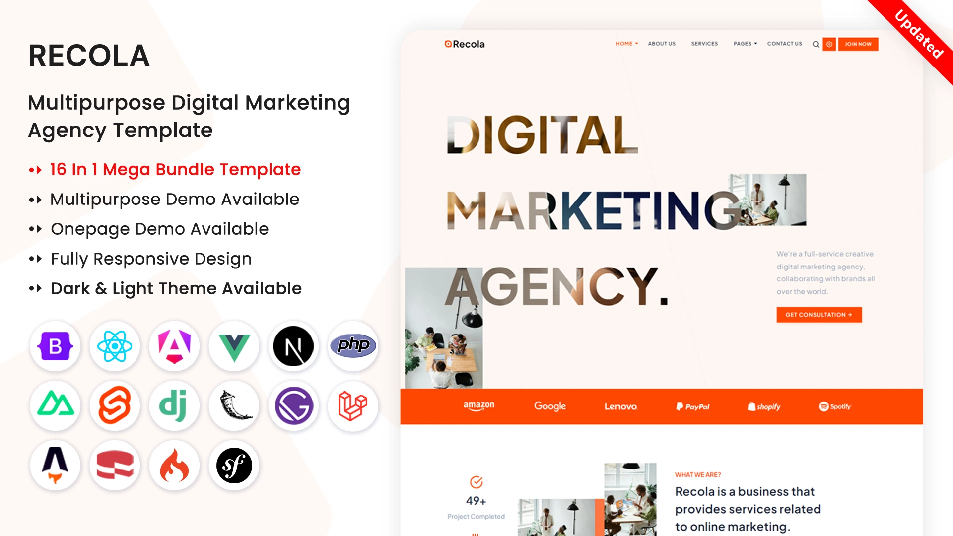Recola - 16 in 1 Bundle Multipurpose Digital Marketing Agency Template - Wrapmarket