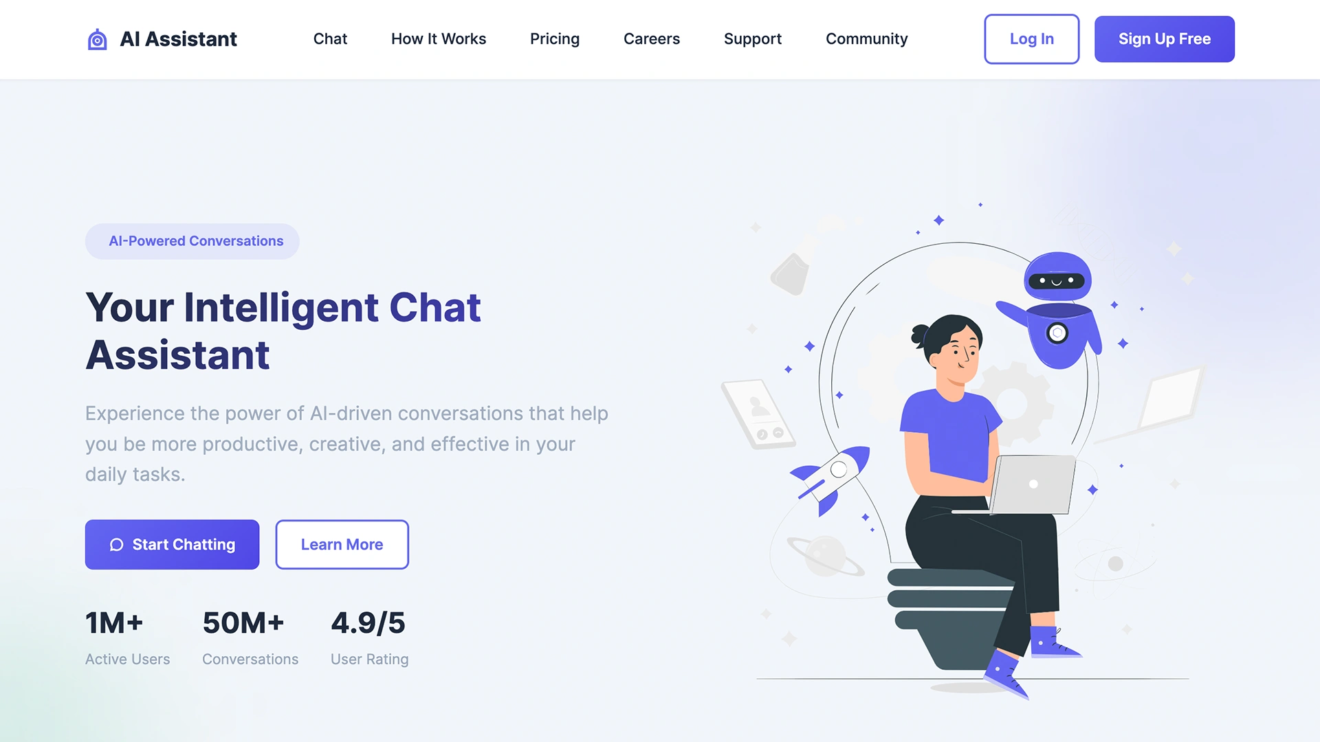 AI Assistant - AI Chat Interface Website HTML Template - Wrapmarket