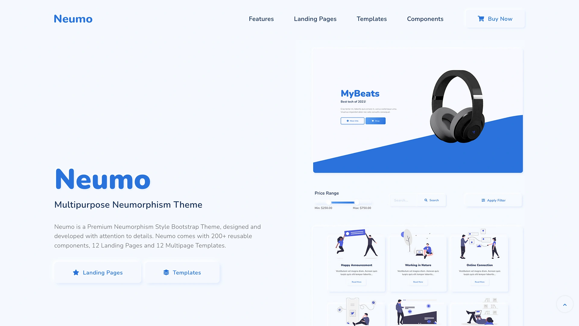 Neumo - Multipurpose Neumorphism Template made by KingStudio - Wrapmarket (formerly WrapBootstrap)