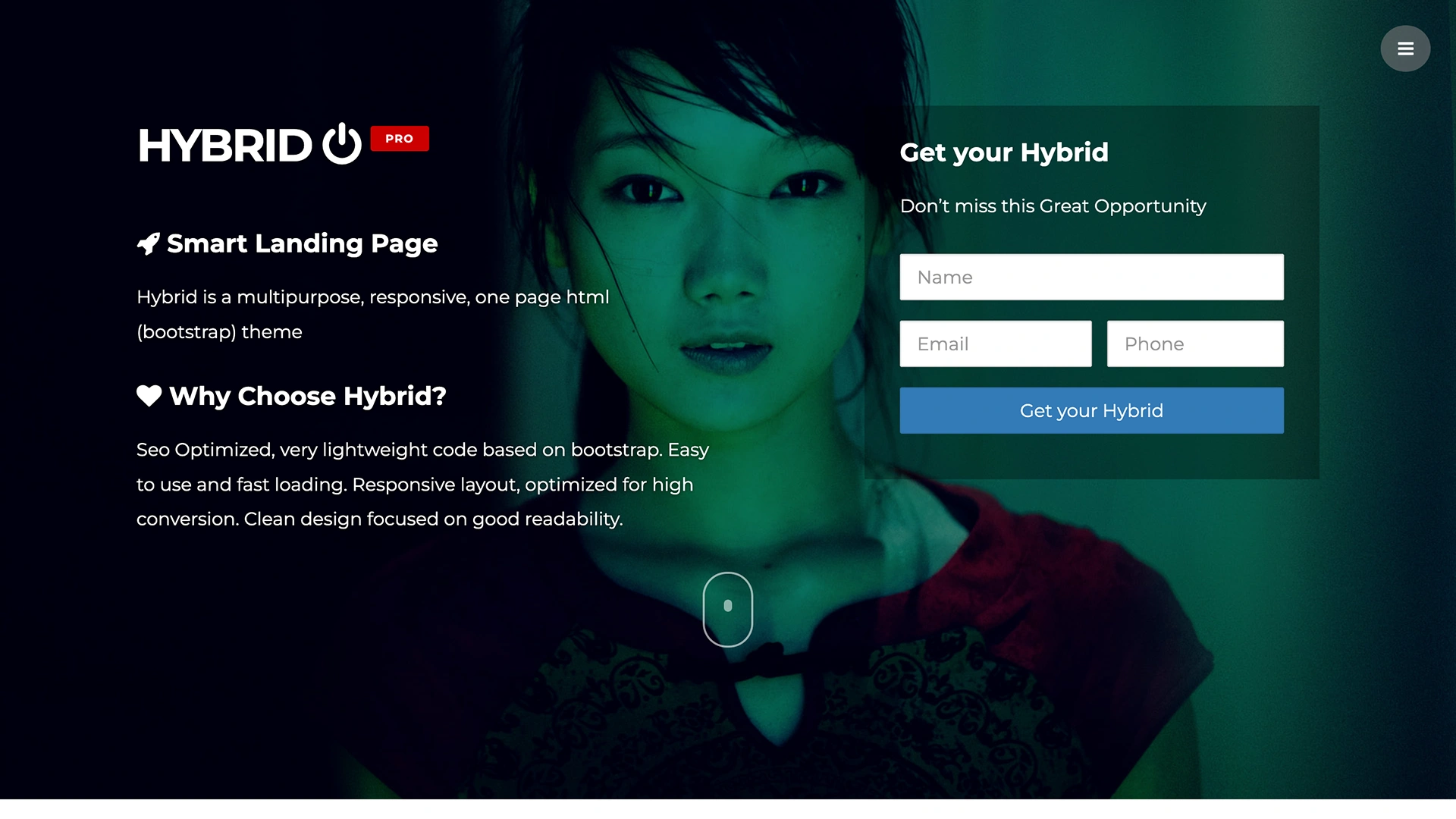 Hybrid - Multipurpose Landing Page made by elkind - Wrapmarket (formerly WrapBootstrap)