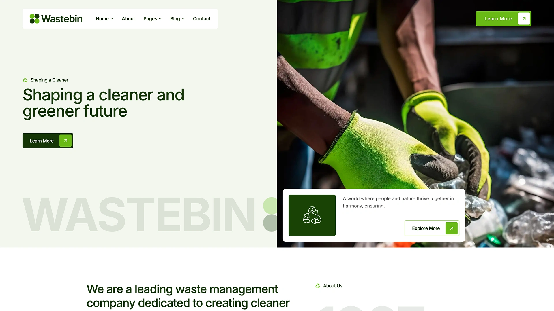Wastebin - Waste Management and Recycling WordPress Theme for Eco ...