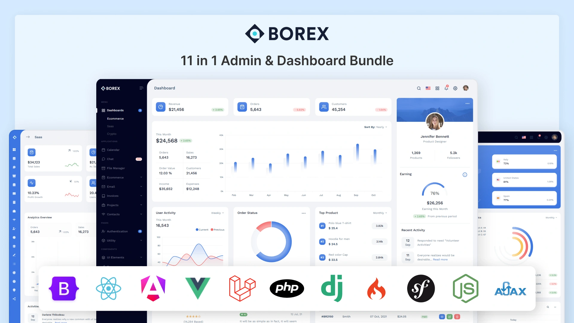 Borex - 11 in 1 Admin & Dashboard Bundle - Wrapmarket