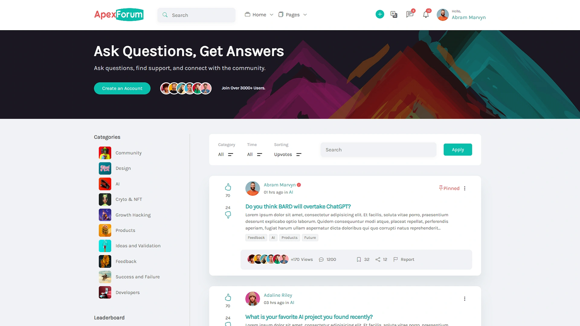 ApexForum - Ultimate Forum & Community Discussions Bootstrap Template - Wrapmarket