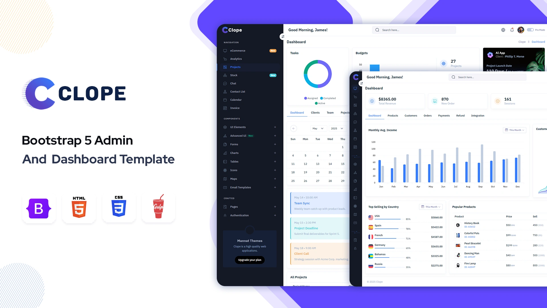 Clope - Bootstrap 5 Admin & Dashboard Template made by Mannat Themes - Wrapmarket (formerly ...