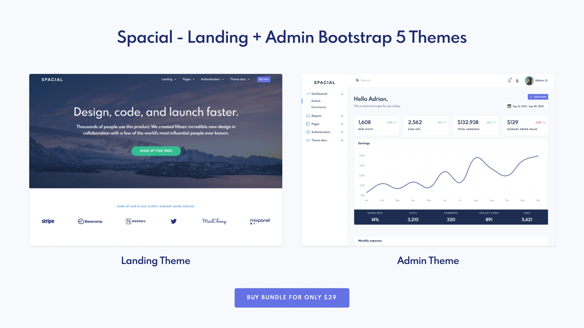 Spacial - Bootstrap 5 Landing + Admin - Wrapmarket