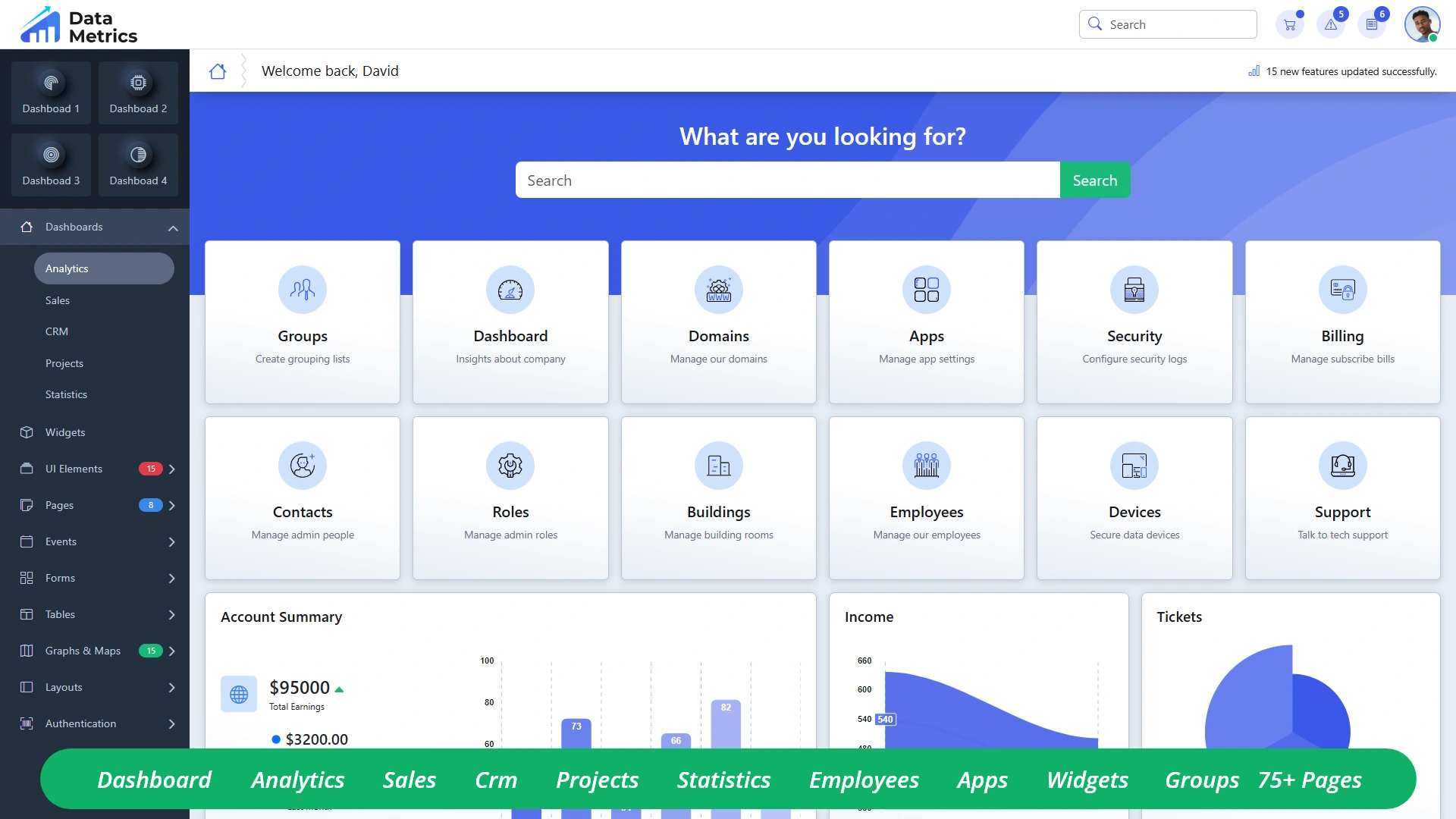 Datametrics - Powerful Bootstrap Admin Dashboard for Analytics & CRM - Wrapmarket