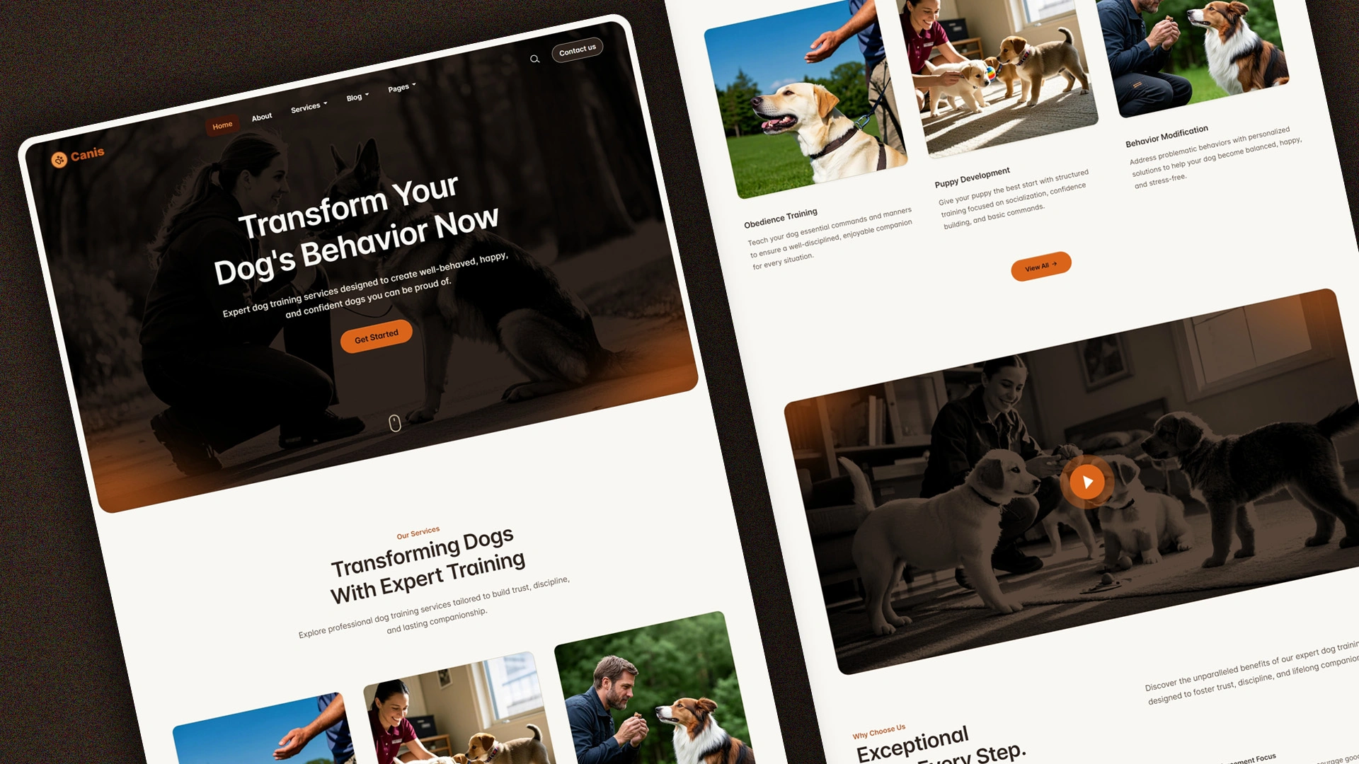 Canis - Professional Dog Training Services HTML Website Template made ...