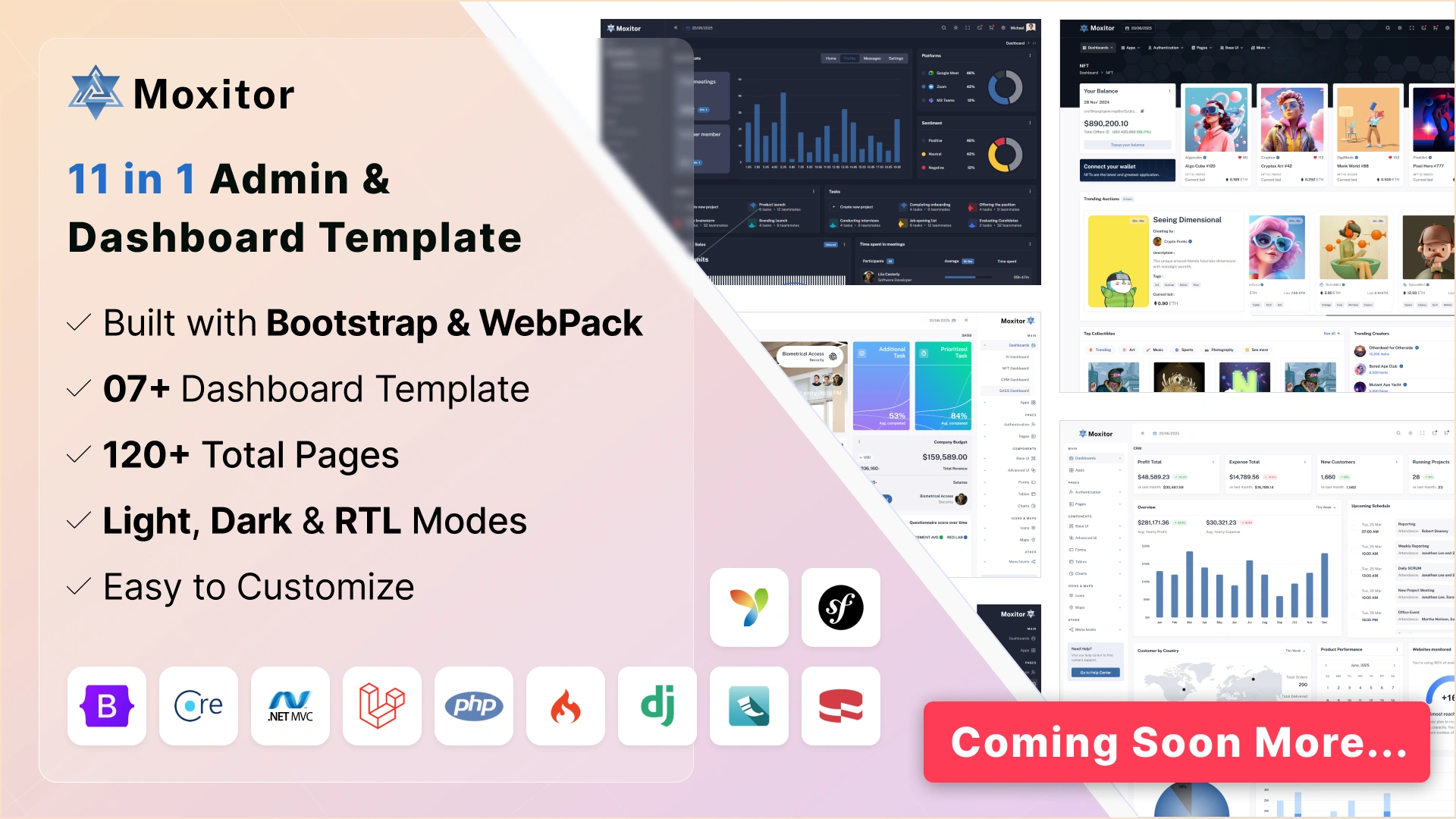 Moxitor - 11 in 1 Admin & Dashboard Template - Wrapmarket