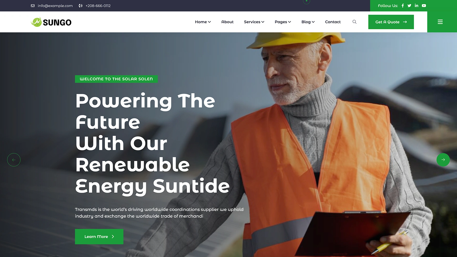Sungo - Solar & Renewable Energy Next JS Template - Wrapmarket