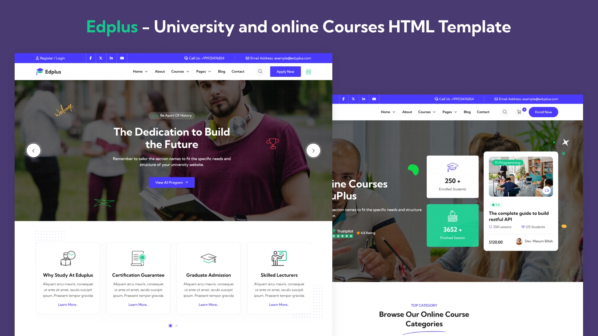 Edplus - University and Online Courses HTML Template - Wrapmarket