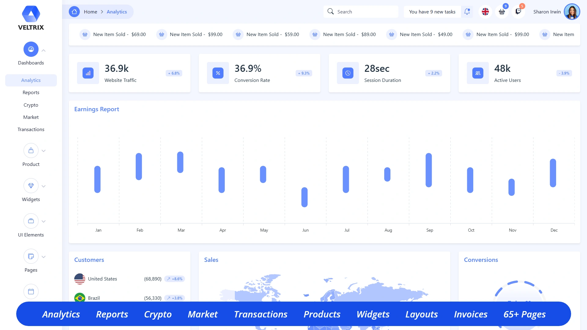 Veltrix - Premium Bootstrap Admin Dashboard Template - Wrapmarket