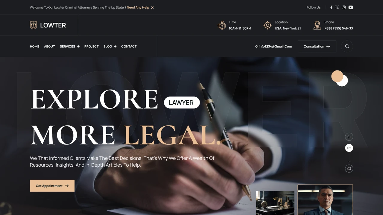 Lowter - Lawyer, Attorney & Law Firm Figma by Kinixthemes